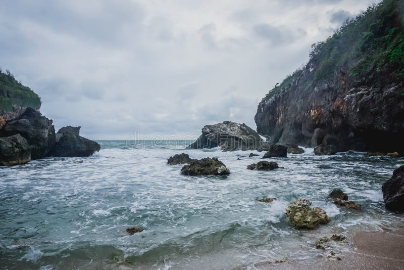 Indian Ocean Coast in the South of Java Island in Indonesia Stock Image ...