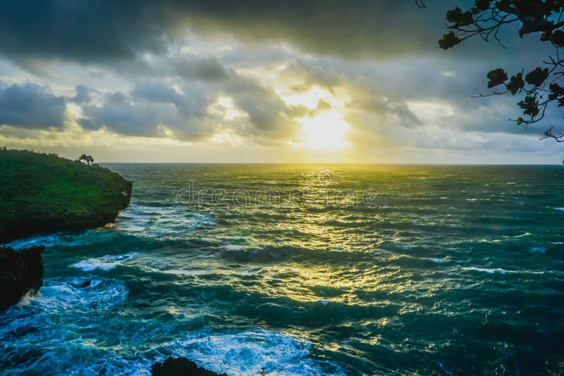 Indian Ocean Coast in the South of Java Island in Indonesia Stock Photo ...