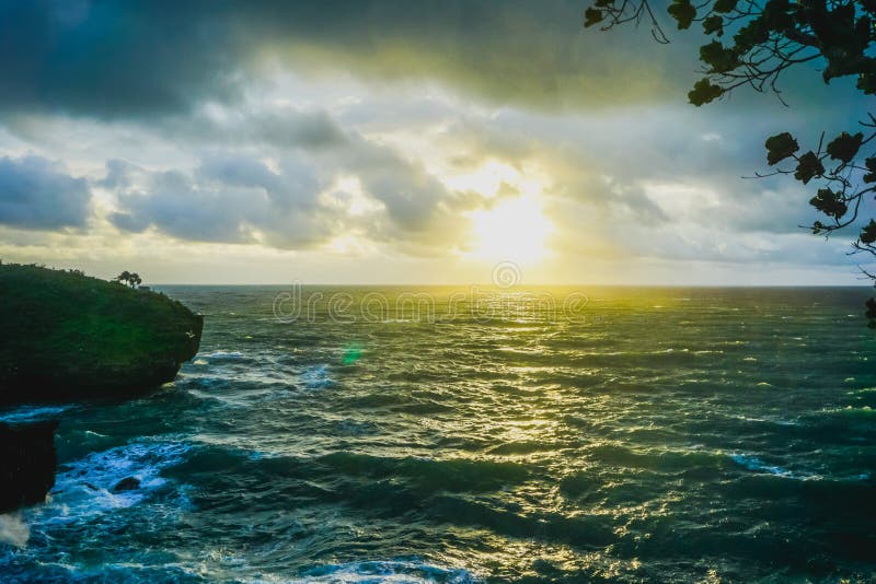 Indian Ocean Coast in the South of Java Island in Indonesia Stock Photo ...