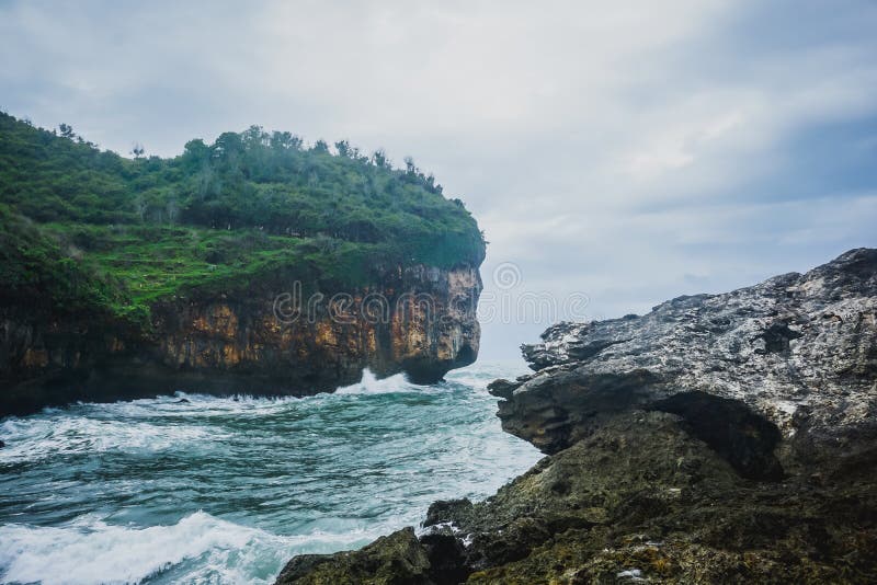 Indian Ocean Coast in the South of Java Island in Indonesia Stock Image ...