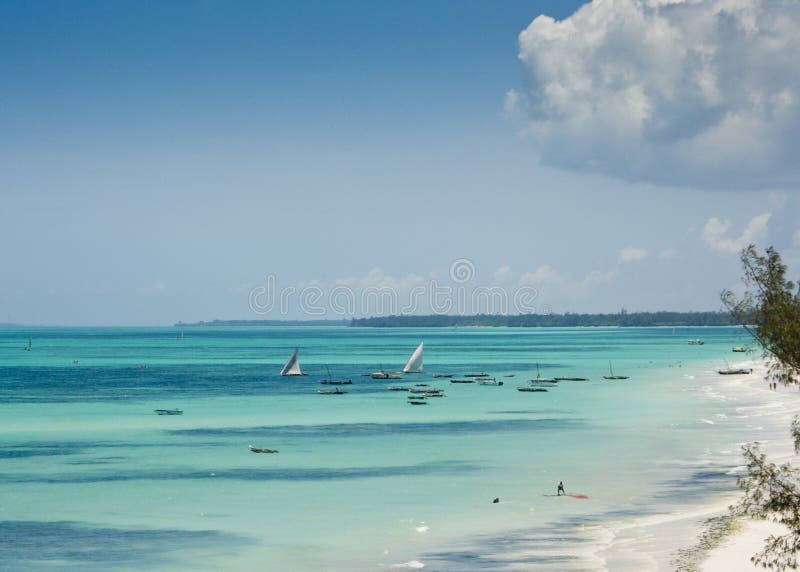 Indian Ocean and Coastline of Zanzibar Stock Image - Image of turquoise ...