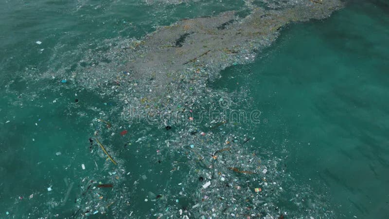 Indian Ocean and Plastic Trash, Aerial Drone View. Pollution by Plastic ...