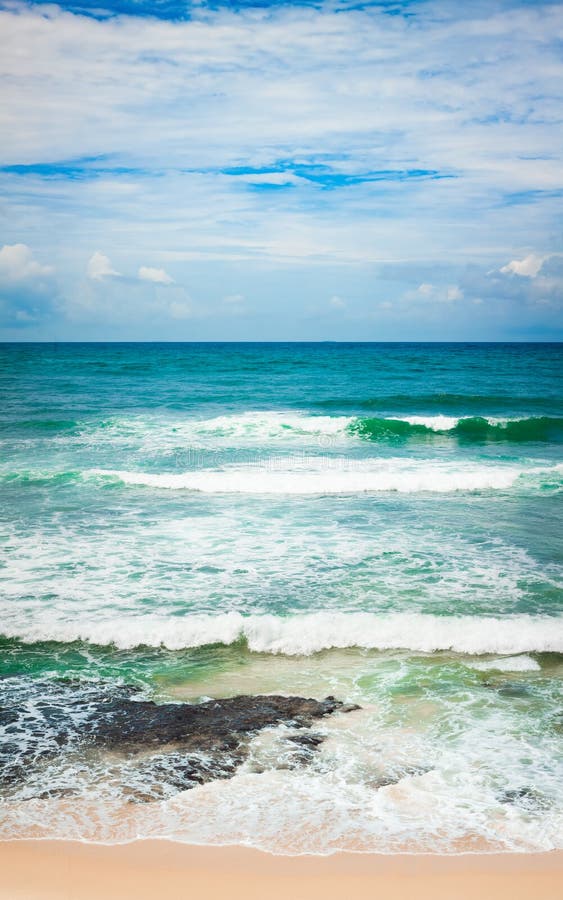 Vertical Ocean and Beach Panorama Stock Photo - Image of pristine ...