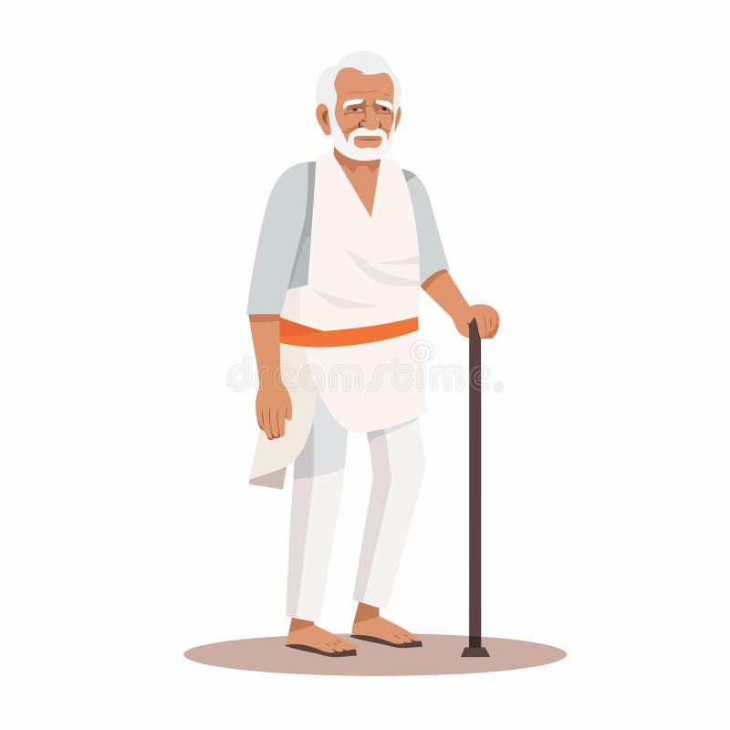 Indian Old Man Vector Flat Minimalistic Isolated Illustration Stock ...