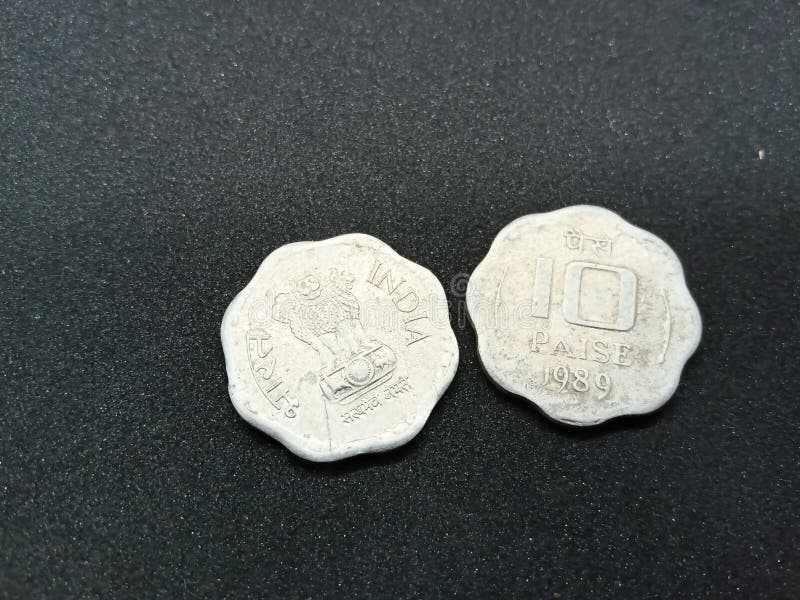 Indian Old Silver Colour (10 Paise) Coin Stock Image - Image of vintage ...
