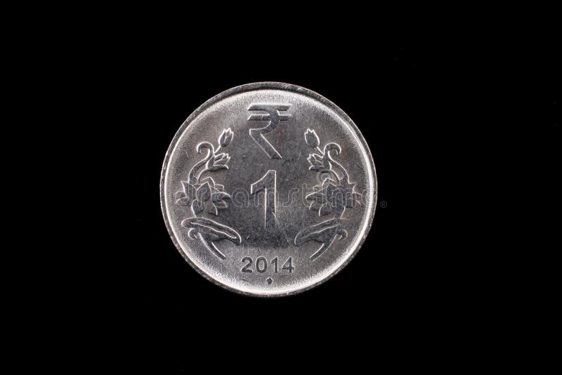 One Indian Rupee coin stock photo. Image of banking, currency - 36764436