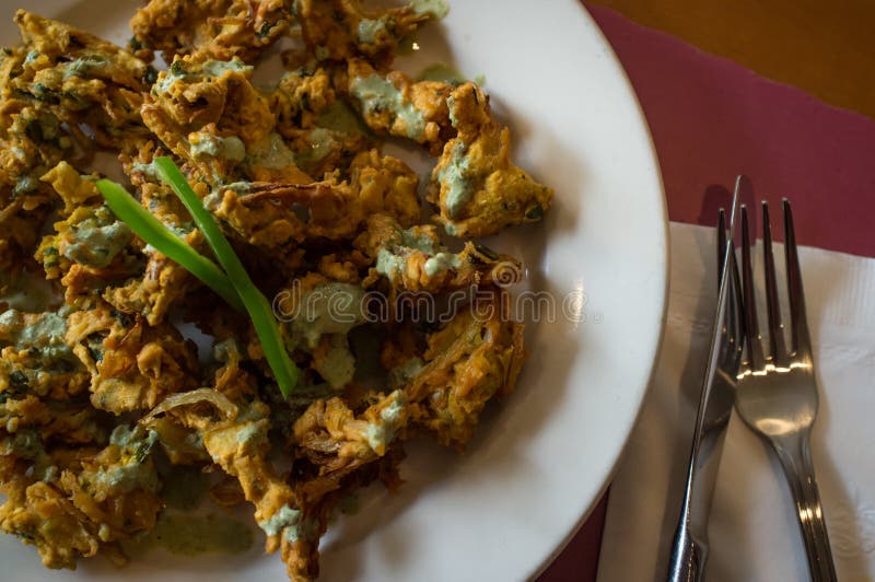 Indian Onion Pakora stock photo. Image of spicy, dinner - 73922684