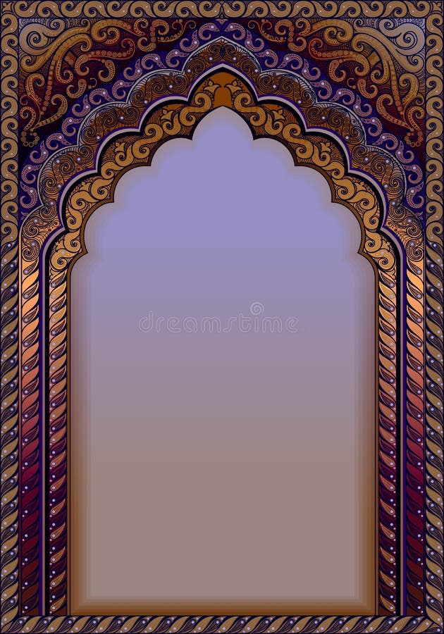 Indian Ornamented Arch. the Main Color is Purple Stock Illustration ...