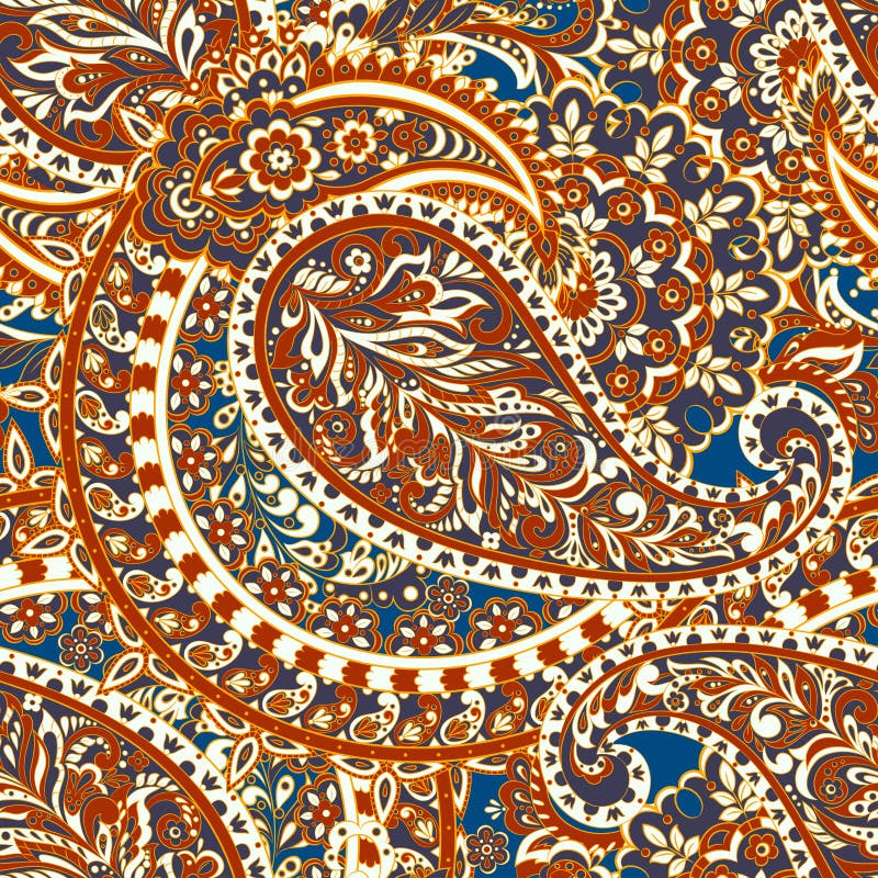 Paisley Floral Oriental Ethnic Pattern. Vector Seamless Ornamental ...