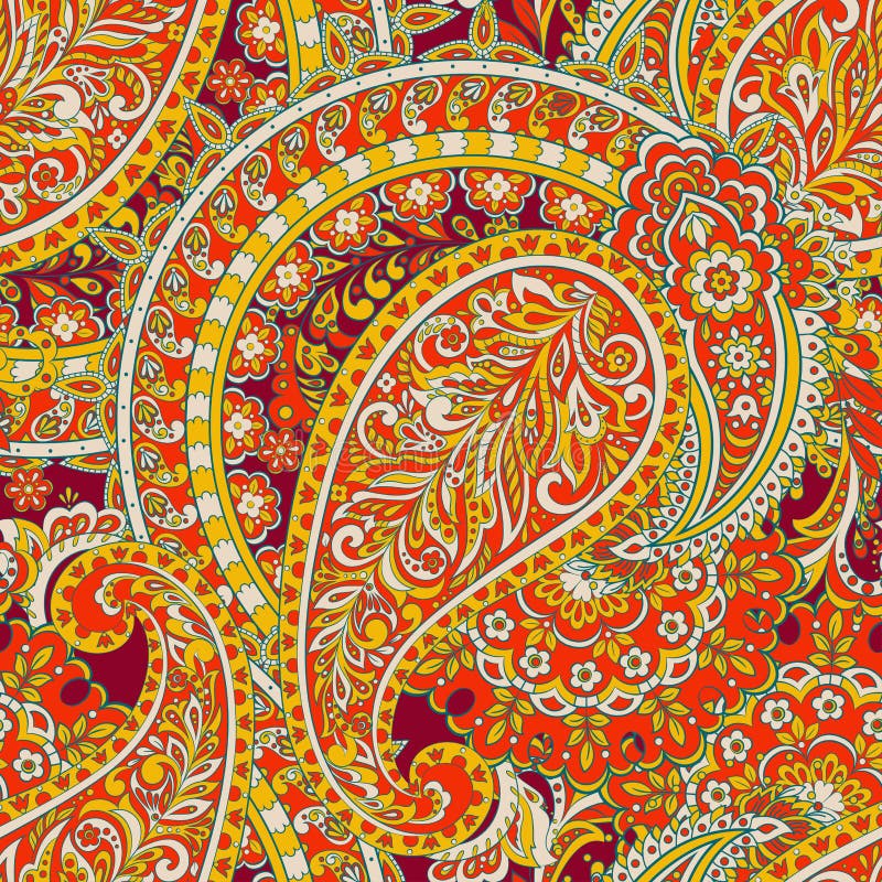 Indian Paisley Seamless Vector Pattern. Stock Illustration ...