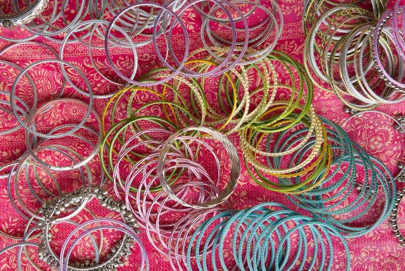 Indian Pakistani Chura Bangles on Colorful Textile Cloth Stock Image ...