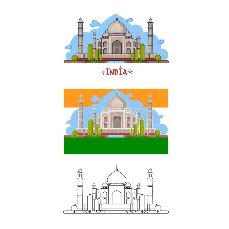 Indian Palace on the Background of the Flag Stock Vector - Illustration ...