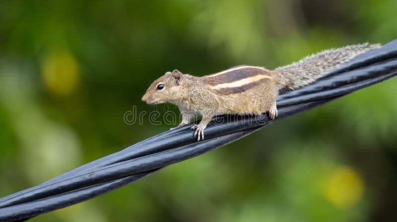 Indian Palm Squirrel (Funambulus Palmarum) on a Wire Stock Photo ...