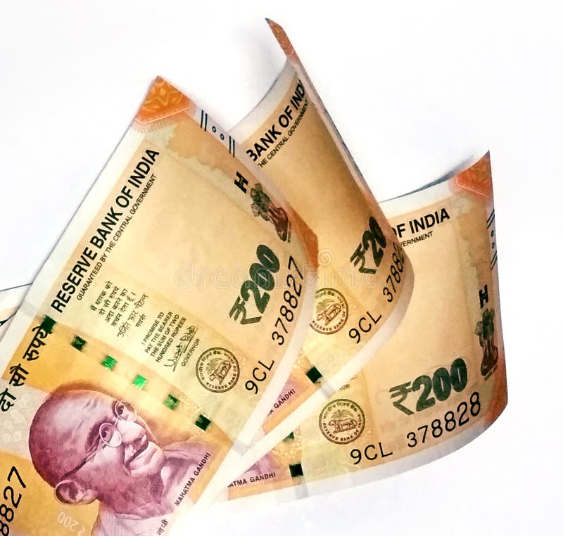 Indian Paper Currency of 200 Rupees Stock Photo - Image of banknote ...