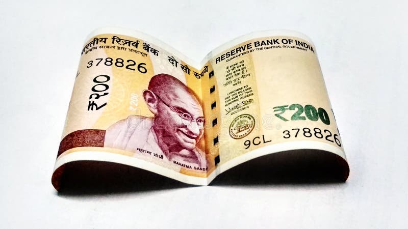 Indian Paper Currency of 200 Rupees Stock Photo - Image of banknote ...