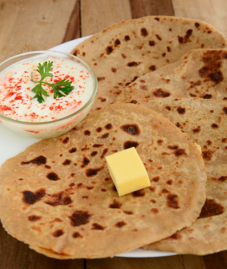 Indian Parantha (stuffed Indian Bread) Stock Photo - Image of plate ...