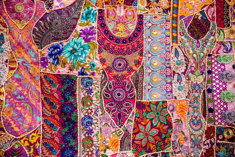 Indian patchwork carpet stock photo. Image of embroidery - 141540952