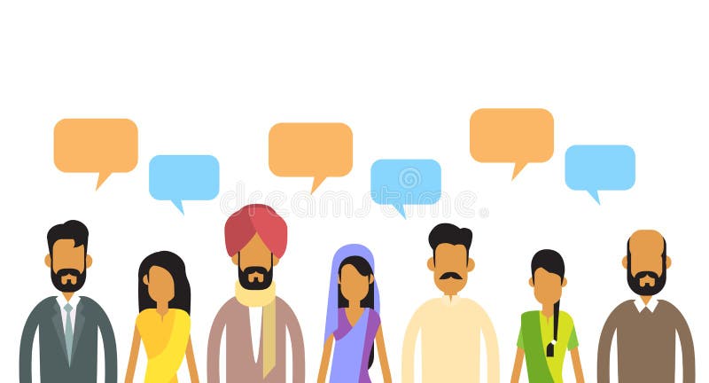 Indian People Group Chat Bubble Communication Concept, India Crowd ...