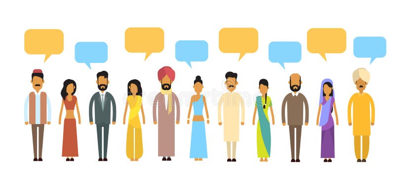 Indian People Group Chat Bubble Communication Concept, India Crowd ...