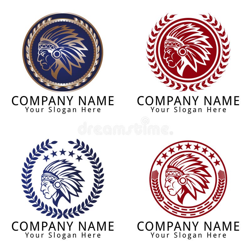 Indian People Head Heraldic Concept Logo Stock Vector - Illustration of ...