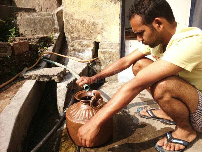 Indian People Taking Water from a Source Editorial Stock Image - Image ...