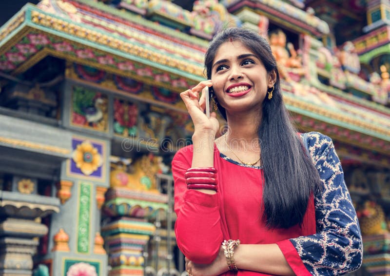 Indian People Using Mobile Phone Stock Photo - Image of hindu, device ...