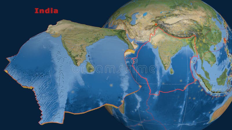 Indian Plate Described and Presented - Satellite Stock Illustration ...