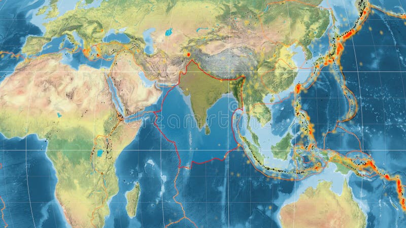 Indian Plate Outlined, Kavrayskiy Projection - Topographic Stock ...