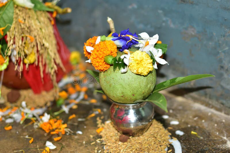 Indian Puja Rituals with Puja Kalash. Selective Focus is Used Stock ...