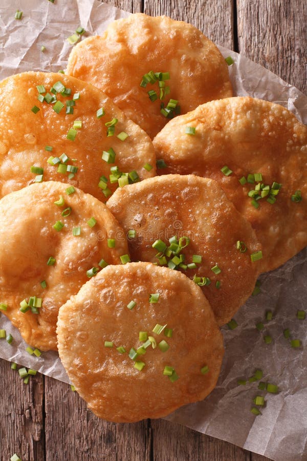 Indian Puri Bread on the Table. Vertical Top View Stock Image - Image ...