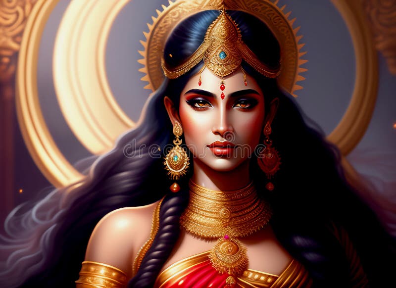 Indian Queen or Very Graceful Goddess Devi Stock Illustration ...