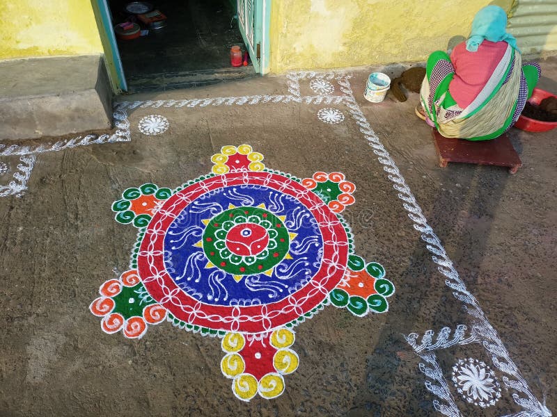 Indian ragoli editorial stock image. Image of floor - 203656094