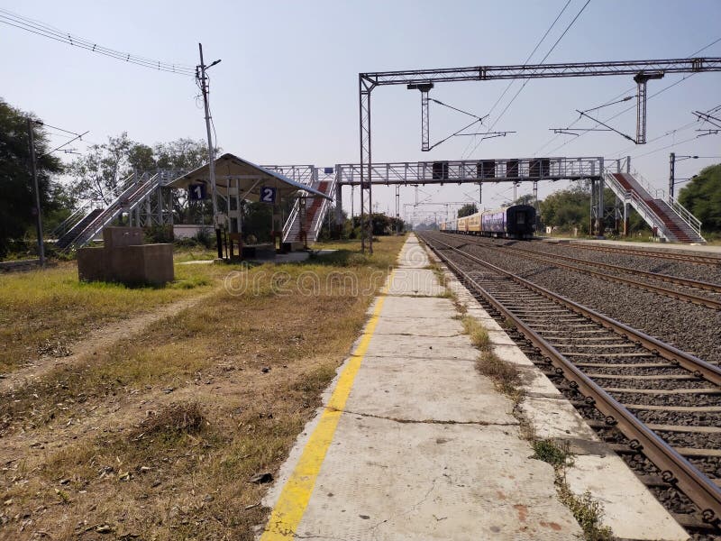 Indian railway platform stock image. Image of infrastructure - 212199363