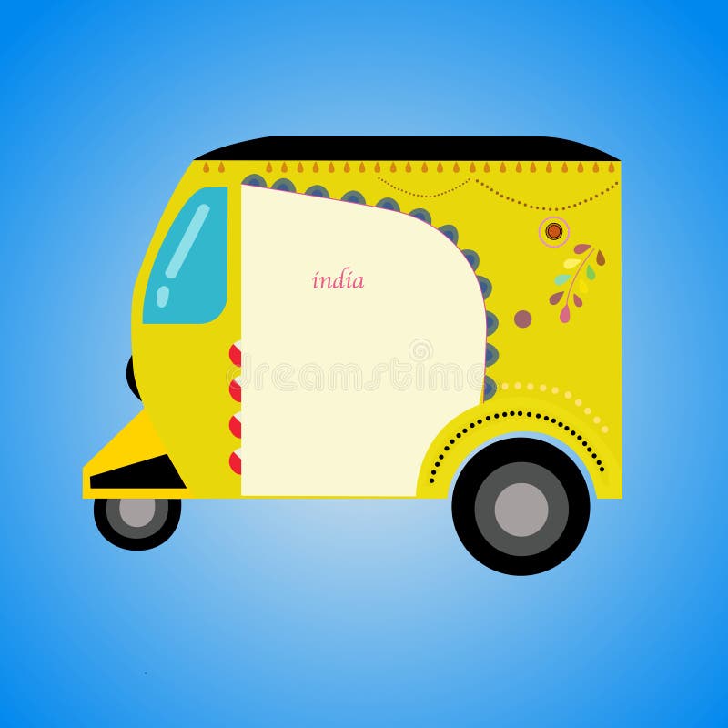 Indian Yellow Auto Rickshaw Stock Illustrations – 124 Indian Yellow ...