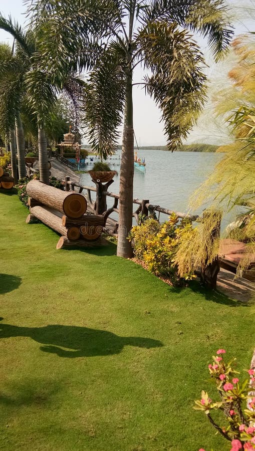 Indian River View Lawn with Chair Stock Image - Image of river, water ...