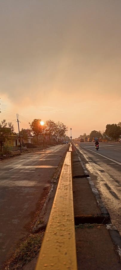 Indian roads evening image stock image. Image of sunset - 282035467