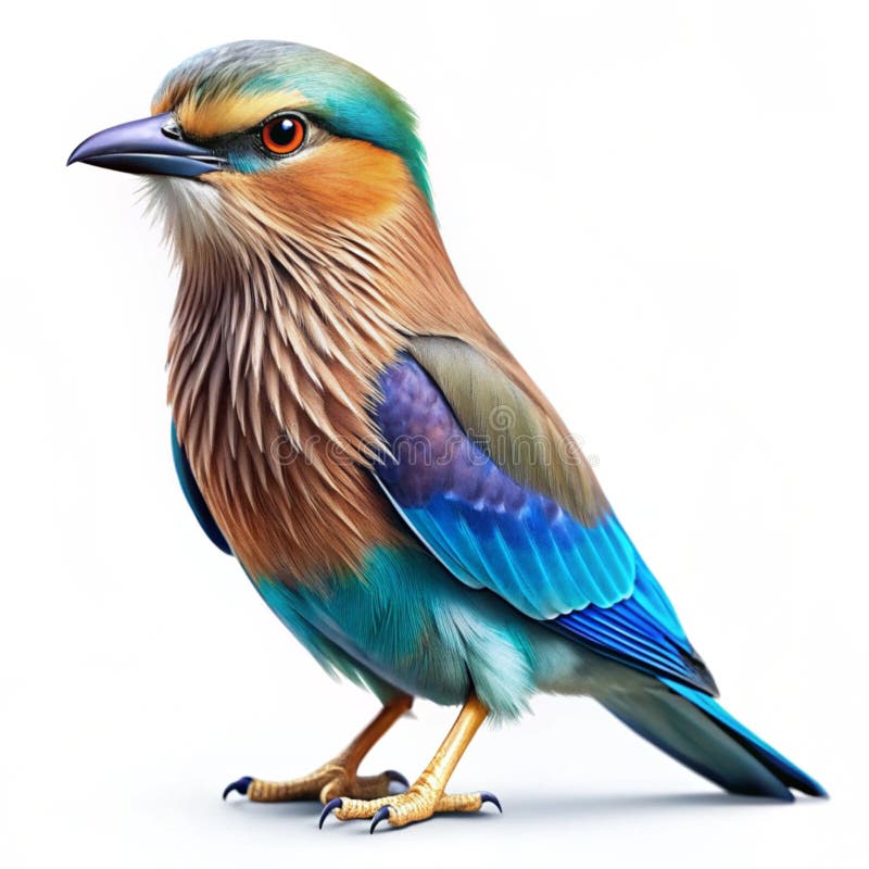 Indian Roller Bird White Background Stock Illustration - Illustration ...