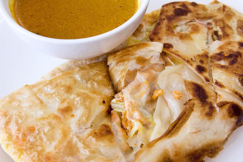 Indian Roti Prata with Curry Sauce Closeup Stock Image - Image of east ...