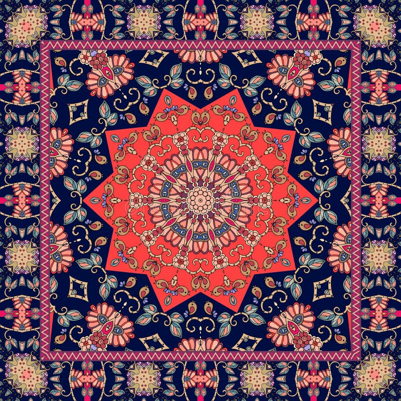 Indian Rug with Ethnic Print. Vector Illustration Stock Vector ...