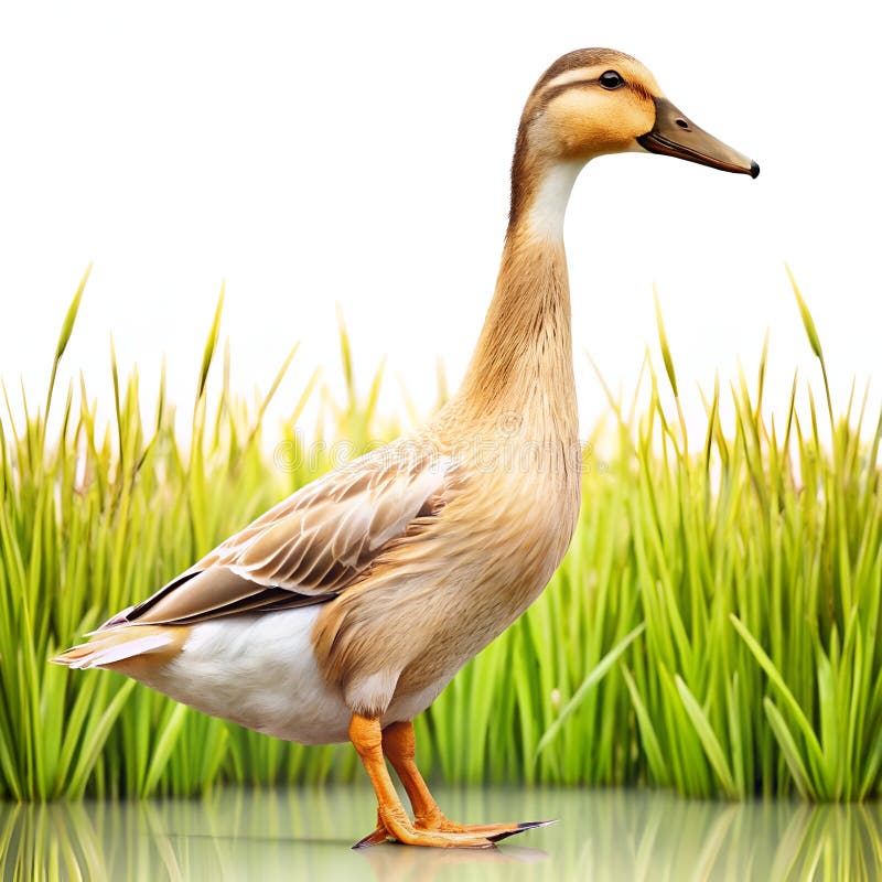 Indian Runner Duck on White Background Stock Illustration ...