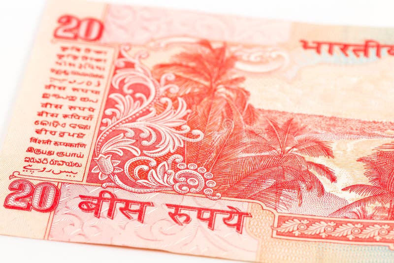 20 Indian Rupee Bank Note Obverse Detail Stock Photo - Image of crisis ...