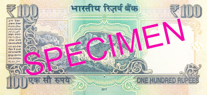 100 Indian Rupee Bank Note Reverse Stock Photo - Image of market ...
