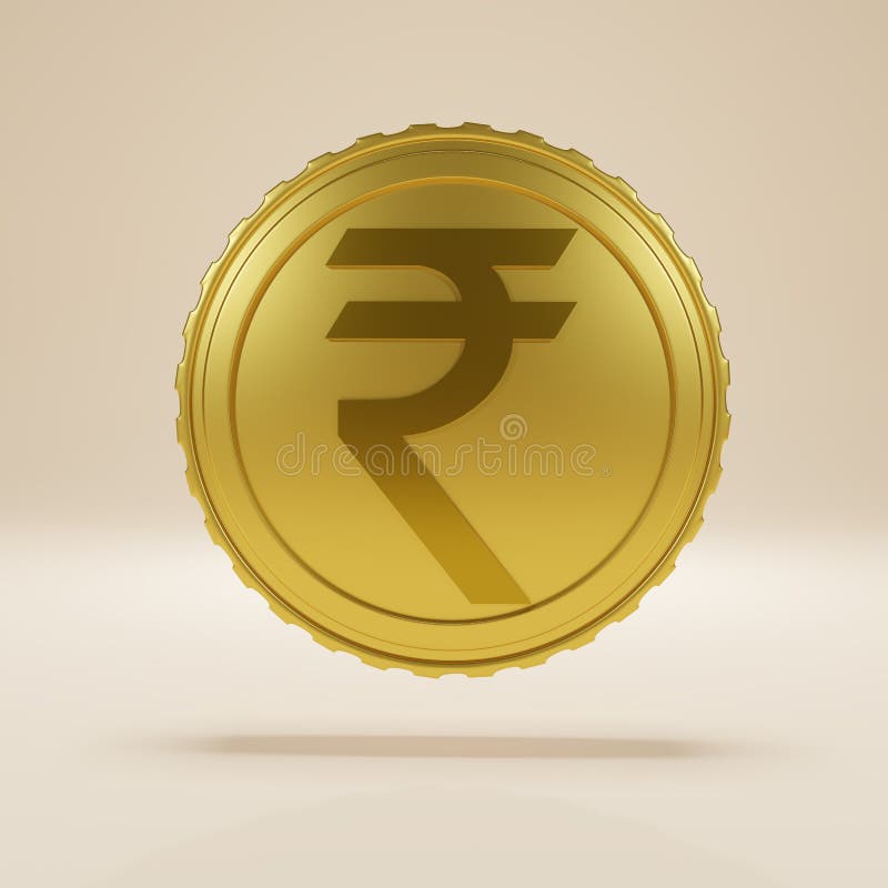 Indian Rupee Coin Isolated on Beige Background Stock Illustration ...