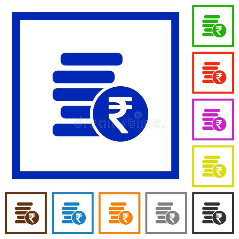 Indian Rupee Coins Framed Flat Icons Stock Illustration - Illustration ...