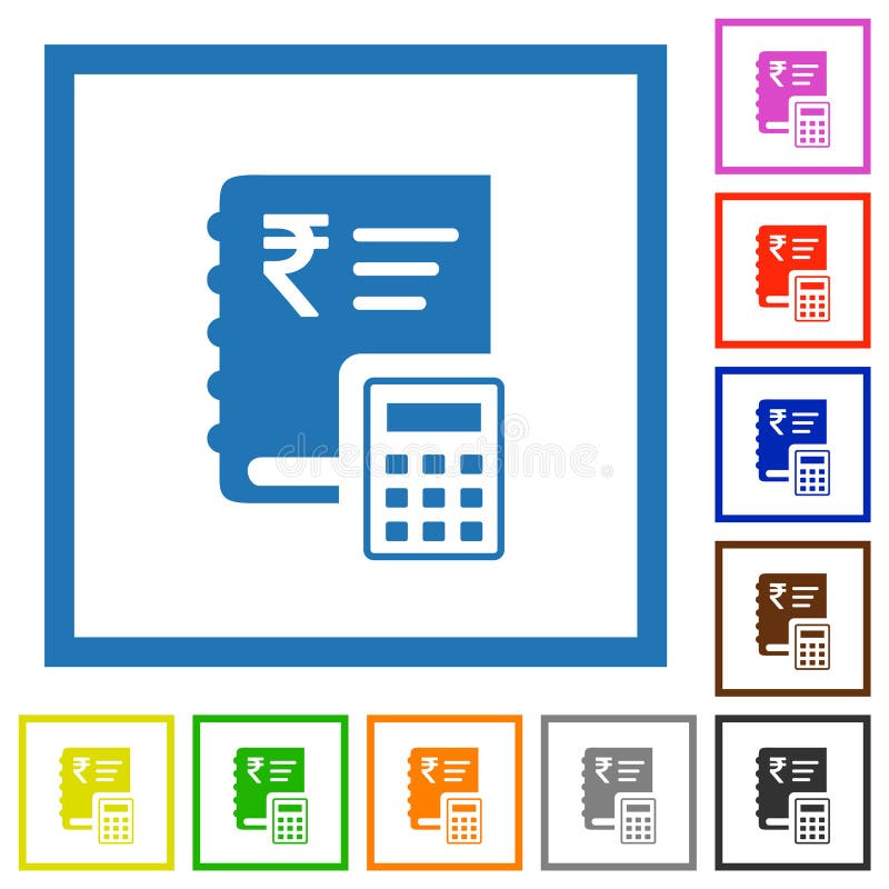 Indian Rupee Banknotes Outline Flat Icons with Outlines Stock Vector ...