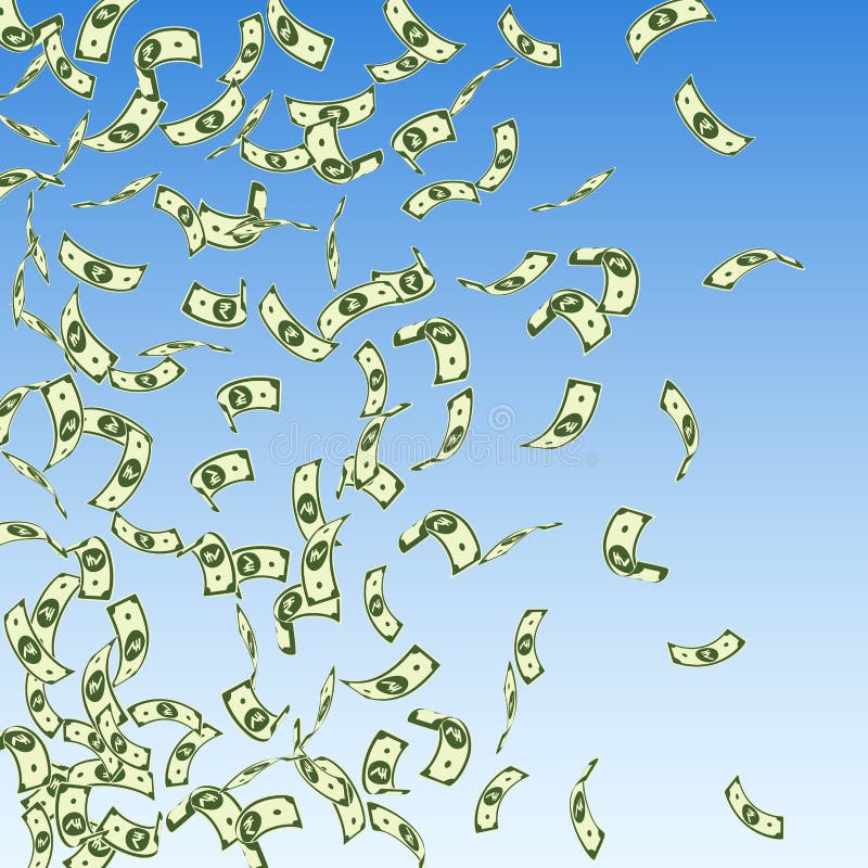 Indian Rupee Notes Falling. Sparse INR Bills on Bl Stock Vector ...