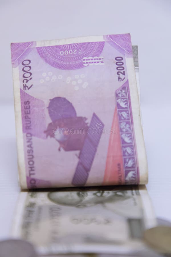 Indian 500, 2000 Rupee Notes, Indian Currency Note Folded on White ...
