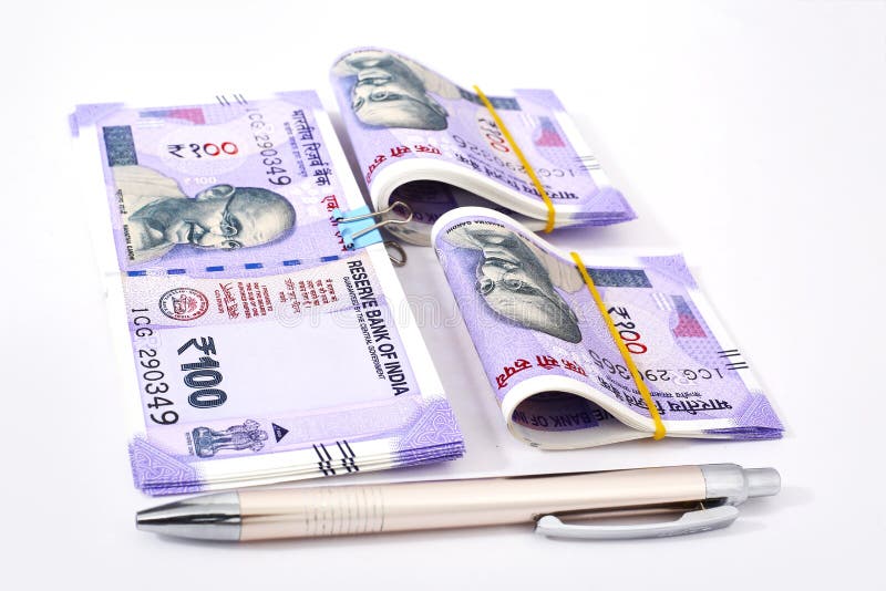 Indian 100 Rupee Notes and Pen Stock Image - Image of deposit, banker ...