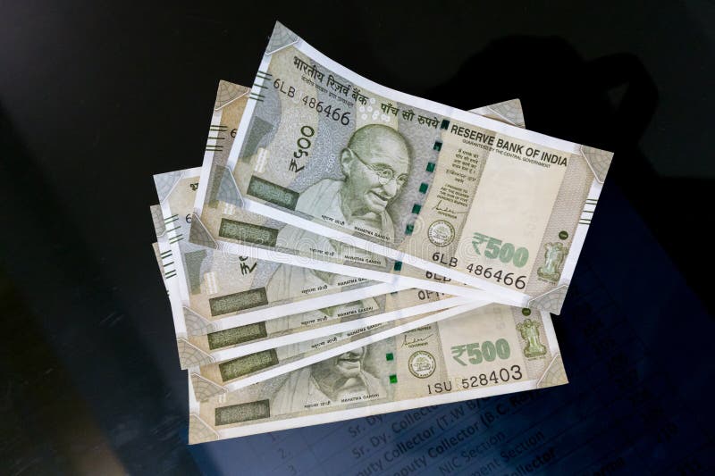Indian 500 Rupee Notes on Table Stock Photo - Image of arrangement ...
