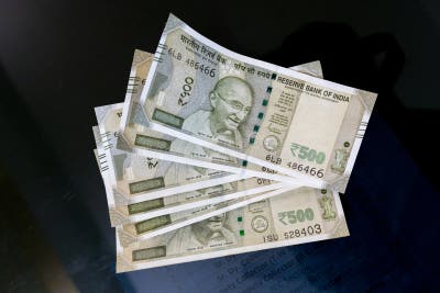 Indian 500 Rupee Notes on Table Stock Photo - Image of arrangement ...